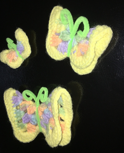 Vtg. Retro Refrigerator Magnets 3 Crochet Butterflies New Handmade ...