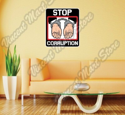 Stop Corruption Handcuffs Dishonest Wall Sticker Room Interior Decor 22 ...