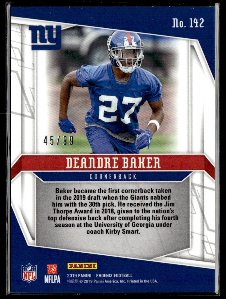 2019 Panini Phoenix Orange Deandre Baker 45/99 New York Giants #142 | eBay