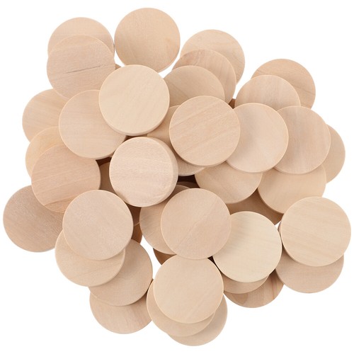 50 Pcs Solid Wood Round Chips Small Discs Unfinished Slices Blank Craft ...