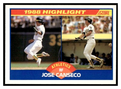 1988 Score 655 Jose Canseco Highlight Oakland Athletics A's MLB ...