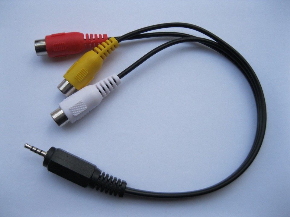 4 pcs 2.5mm Mini AV Plug to 3 RCA Female Jack Adapter Audio Video Cable ...