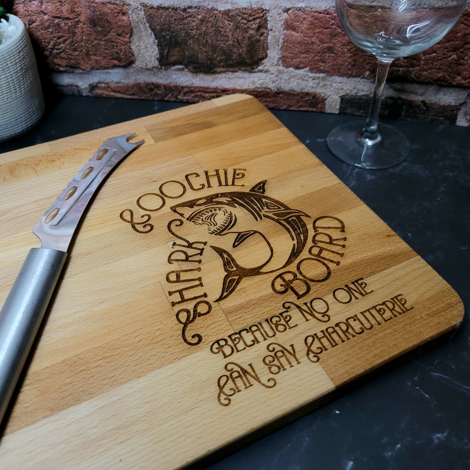 Shark Coochie Board Beech Cutting Board Charcuterie - Personalize Yours ...