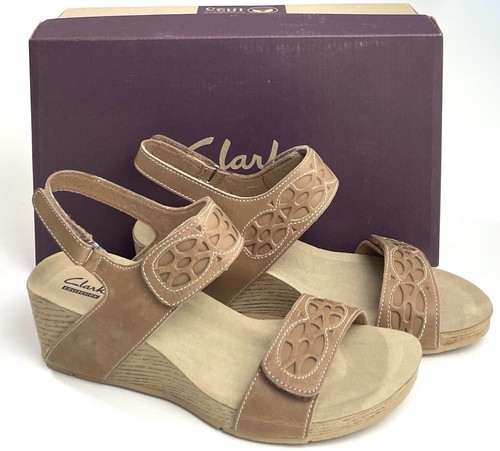 Clark’s Shoes Wedge Sandals Alto Anthem Tan Women’s Size 8 Brand New | eBay