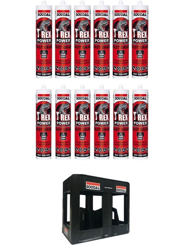 Soudal T-Rex Power Fast Grab Sealant Quick Silver 290ml 12 Pack + Crate ...