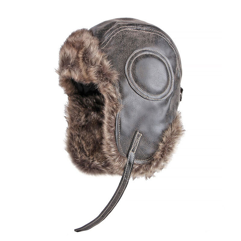 Winter Ushanka Hat Men Women Pilot Aviator Bomber Trapper Hat Leather ...