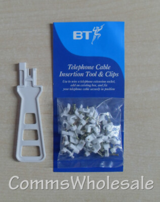 BT Telephone Cable Insertion Tool & Cable Clips (50 clips approx) | eBay UK