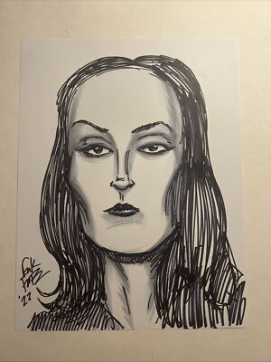 Morticia Addams Sexy Vampire Horror Goth Original Art drawing By Frank ...