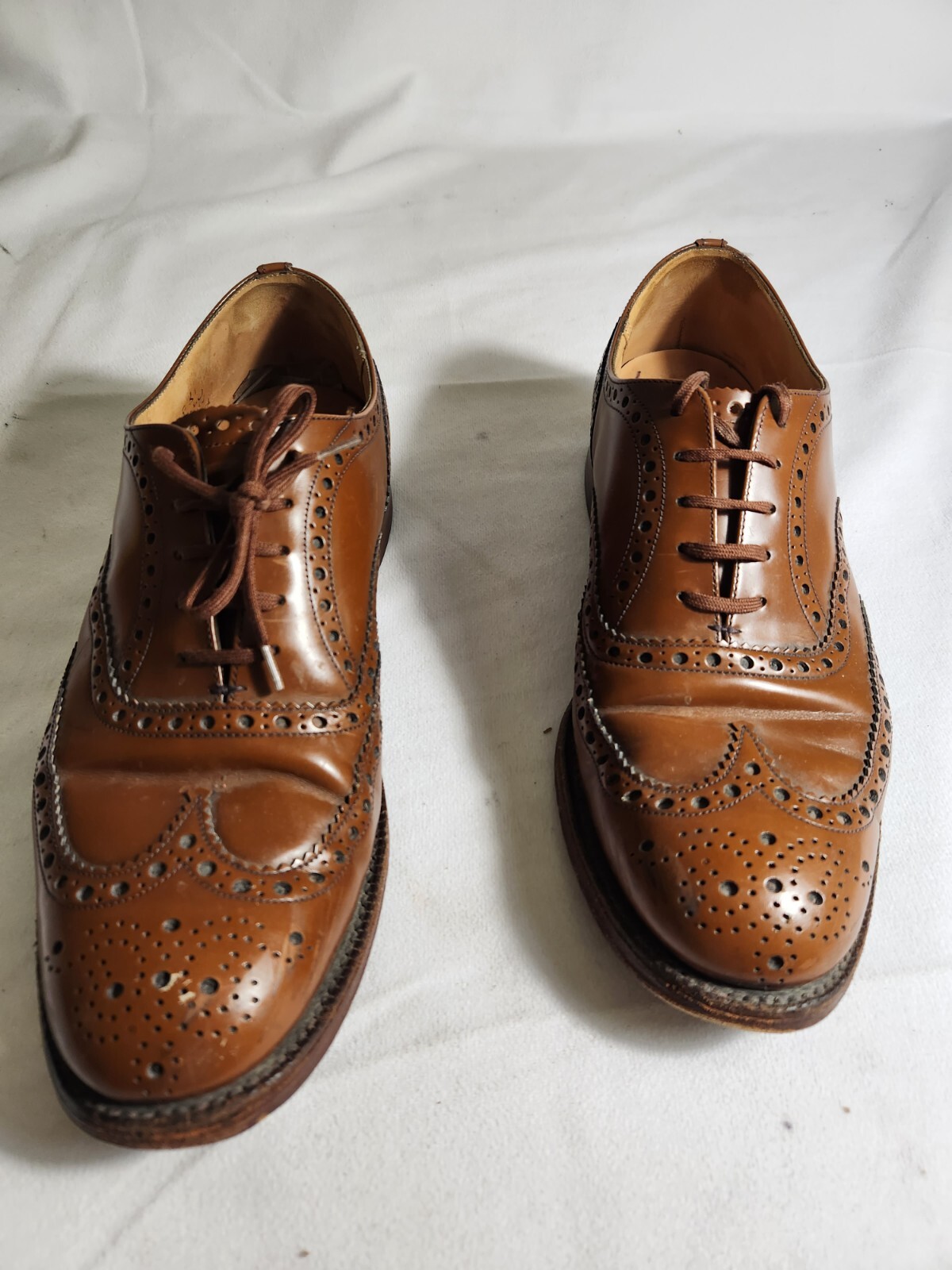 CHURCH'S BROGUES SHOES VINTAGE BROWN LEATHER size 8 … - Gem