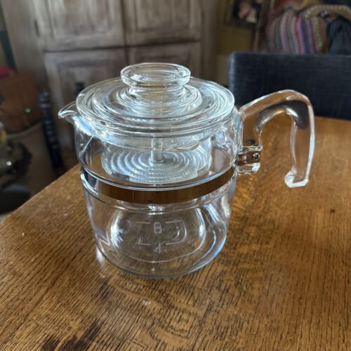 Vtg Pyrex Flameware Glass Coffee Pot Stovetop Percolator 7756 6 Cup ...