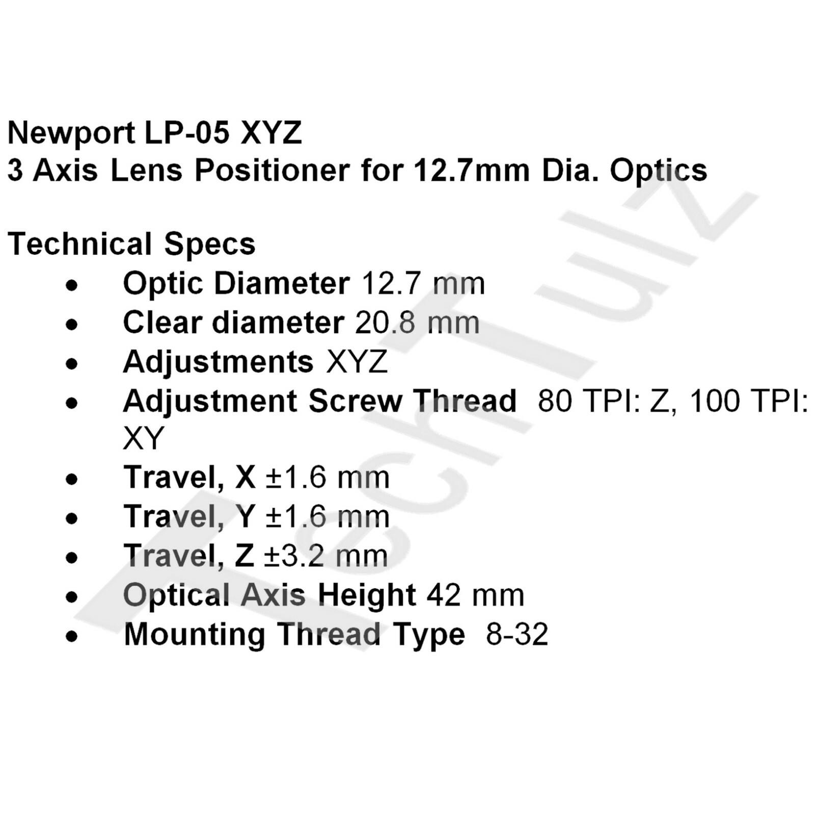 Newport LP-05 Positioners XY, XYZ, XYZ Theta 12.7 mm Optics - complete ...