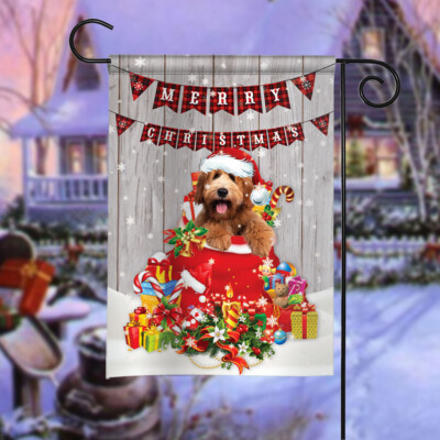 Labradoodle Dog Merry Christmas Flag, Labradoodle Dog Santa Claus Xmas ...