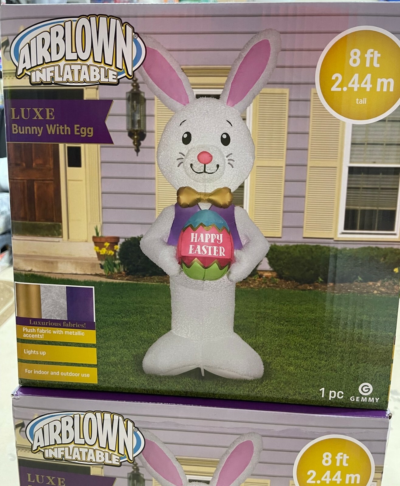GEMMY Airblown Inflatable Luxe Easter Bunny with Egg 8 ft. - SHIPS for ...