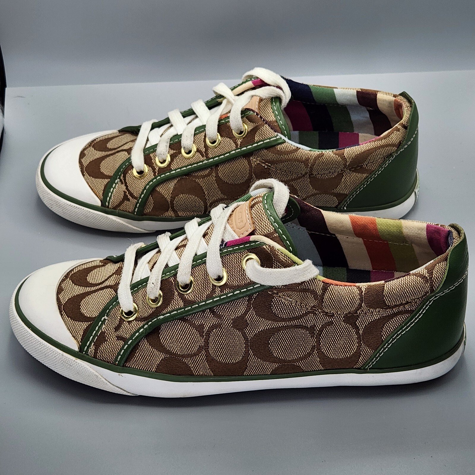 Women's Coach Barrett Sneaker Tan and Brown with Gree… - Gem