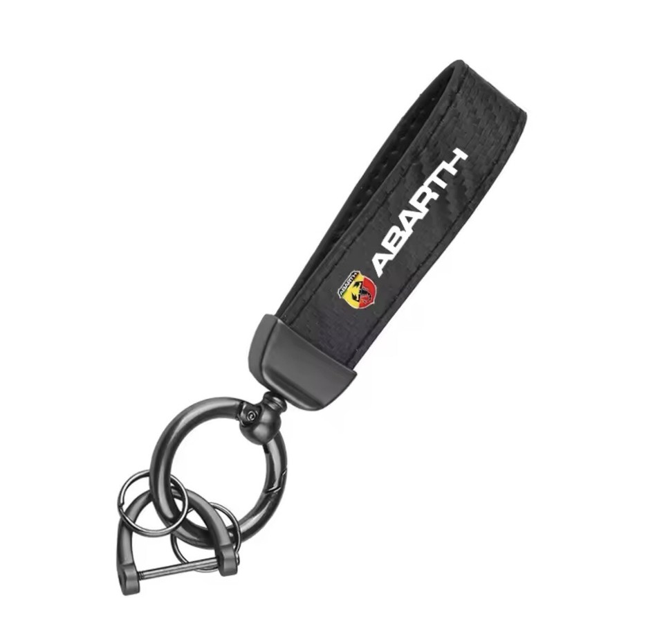 Luxury Leather Carbon Fibre Keyring Keychain For Fiat Abarth 500 595 ...