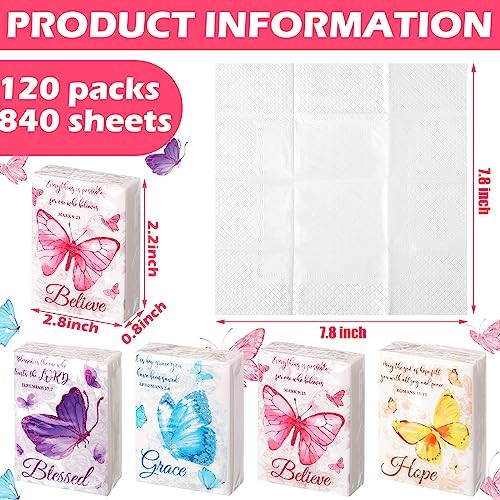 120 Pack Christmas Christian Travel Tissues 3 Ply Bulk Bible Verse ...