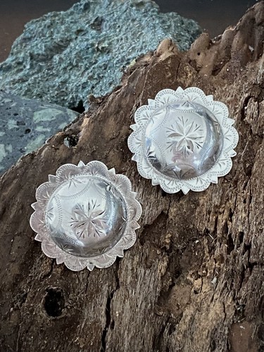 Vintage Large solid Sterling Silver Loop back Conchos Headstall Spurs ...