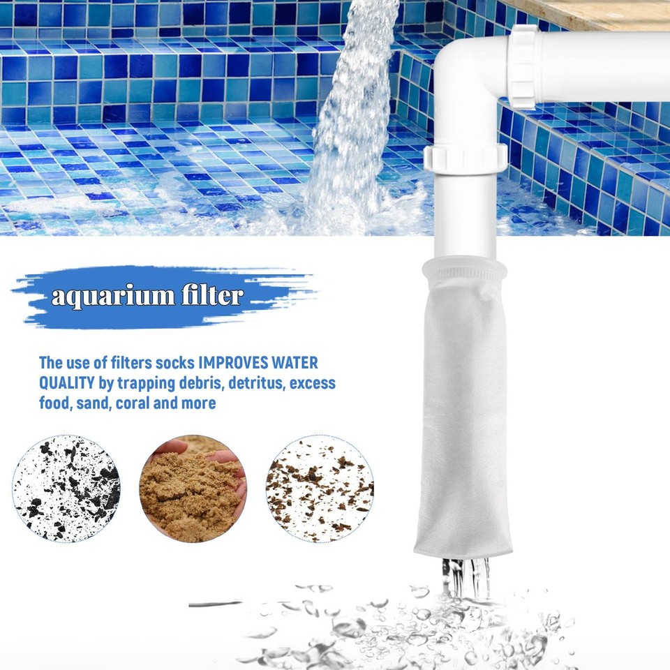 4 Packs of Socks, 200 Micrometres, for Fish Tank/Saline Aquarium, Pond ...
