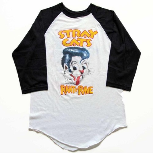 80S Usa Made Stray Cats Double-Sided Print 3/4 Sleeve Raglan Band T ...
