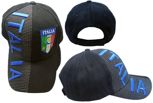 Italy Italian Italia Country Letters Blue & Black 3D Embroidered Shadow ...