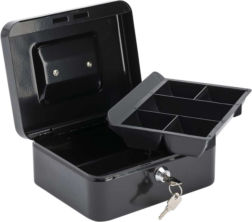 MONEY Bank CASH Deposit BOX Steel Security Safe Key Lockable Metal 6/8 ...