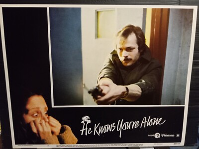 Lobby Card 1980 HE KNOWS YOU'RE ALONE Lewis Arlt gun on serial killer ...