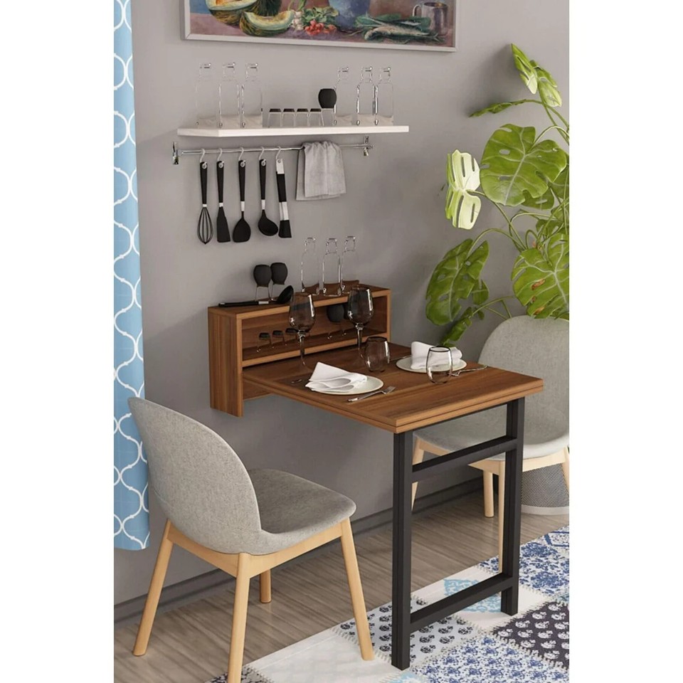 Space Saving Wall Mounted Foldable Dining Table Murphy Folding Kitchen ...