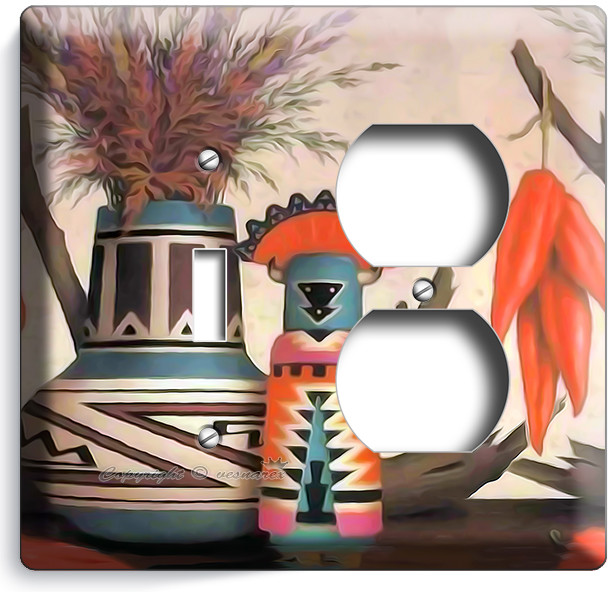 SOUTHWEST VASE ORNAMENT CHILI PEPPERS LIGHT SWITCH OUTLET WALL PLATES ...