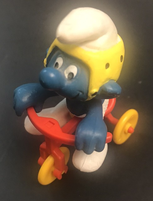 Smurfs Tricycle Super Smurf 40203 Red Bike Vintage Figure Toy PVC 1978 ...