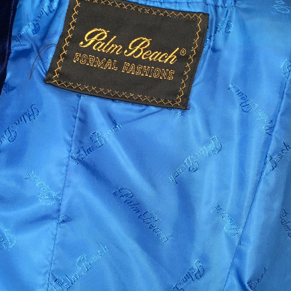 VTG Mens 37 R Tuxedo BLUE Velvet Smoking Jacket Suit Blazer Austin ...