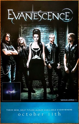 EVANESCENCE S/T Ltd Ed New RARE Tour Poster +BONUS Rock Poster! The ...