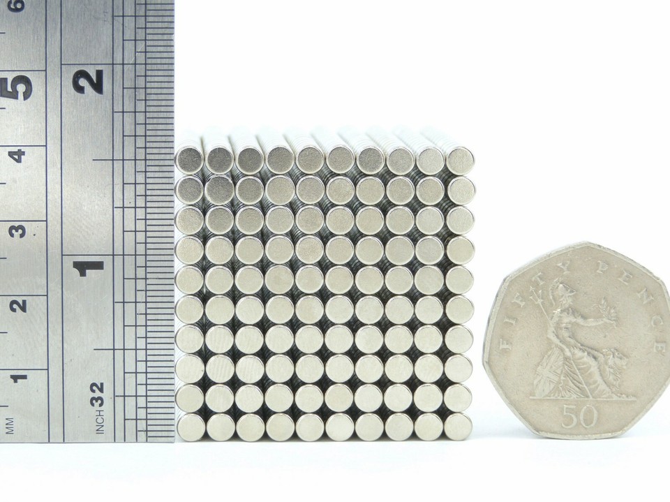 Neodymium disc magnets. Small & Tiny 2mm 3mm 4mm 5mm 6mm N35 N52 N55 ...