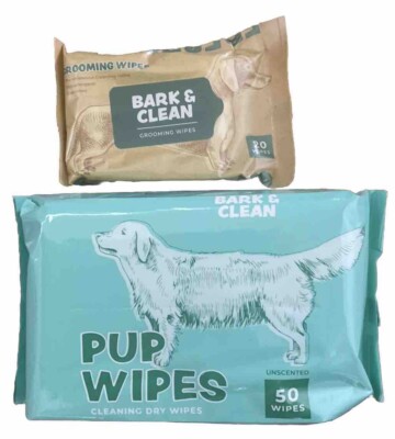 70 Puppy / Dog Wipes - 50 Dry Cleaning / 20 Wet Grooming Bark & Clean ...
