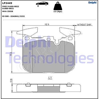 DELPHI Disc Brake Pad Set For BMW RENAULT Master III Bus F20 F21 ...