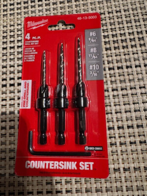 NEW Milwaukee 48-13-5003 Drill Bit COUNTERSINK Set OF 4, SEALED ...