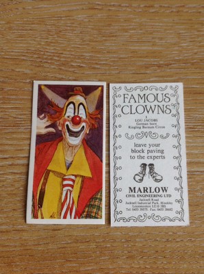 Rare Trade Card Marlow Clowns Lou Jacobs No 1 Ringling Barnum Circus | eBay