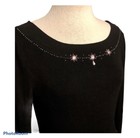 Debbie Morgan Stretch Blouse Jeweled Embellished Neck Long Sleeve ...