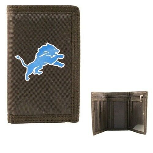 Detroit Lions Wallet Black Nylon Tri-Fold Pocket NFL Official Merch | eBay