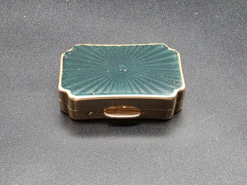 Antique Art Deco Stratton Guilloché Enamel Pill Box – Green & Gold – UK ...