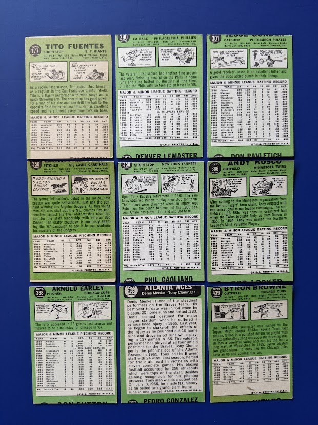 1967 Topps Baseball Miscut Lot (9 cards) - No Bends or Creases | eBay