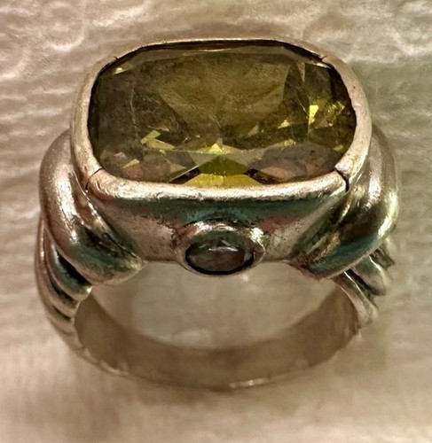 Vintage FAS Co 11g Heavy 925 Sterling Silver Large Peridot Stone Ring ...
