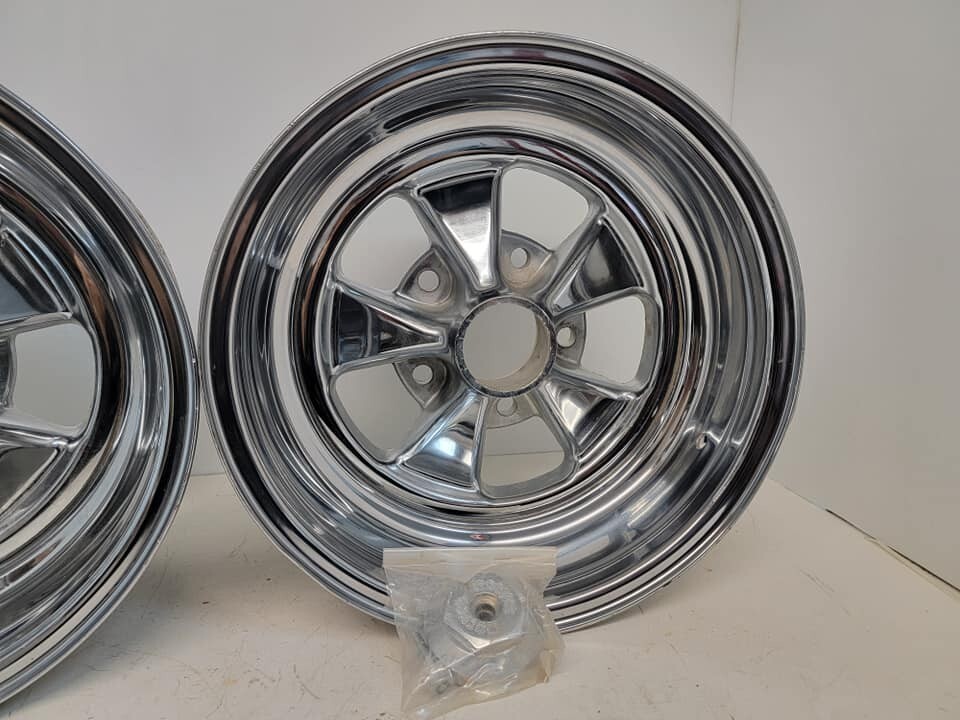 Pair of Vintage NOS ET Rocket Racing Chrome Mag Wheels 15x8 - 5x5.5" BP ...