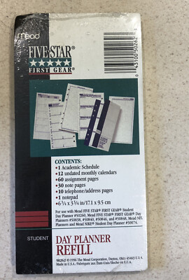 Mead Five Star Undated Student Day Planner Refill 6 3/4 x 3 3/4 | eBay