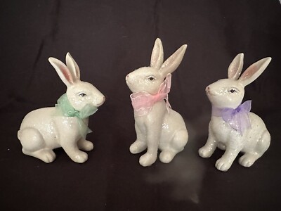 valerie parr hill Set Of 3 Resin Sugar red White Rabbits | eBay