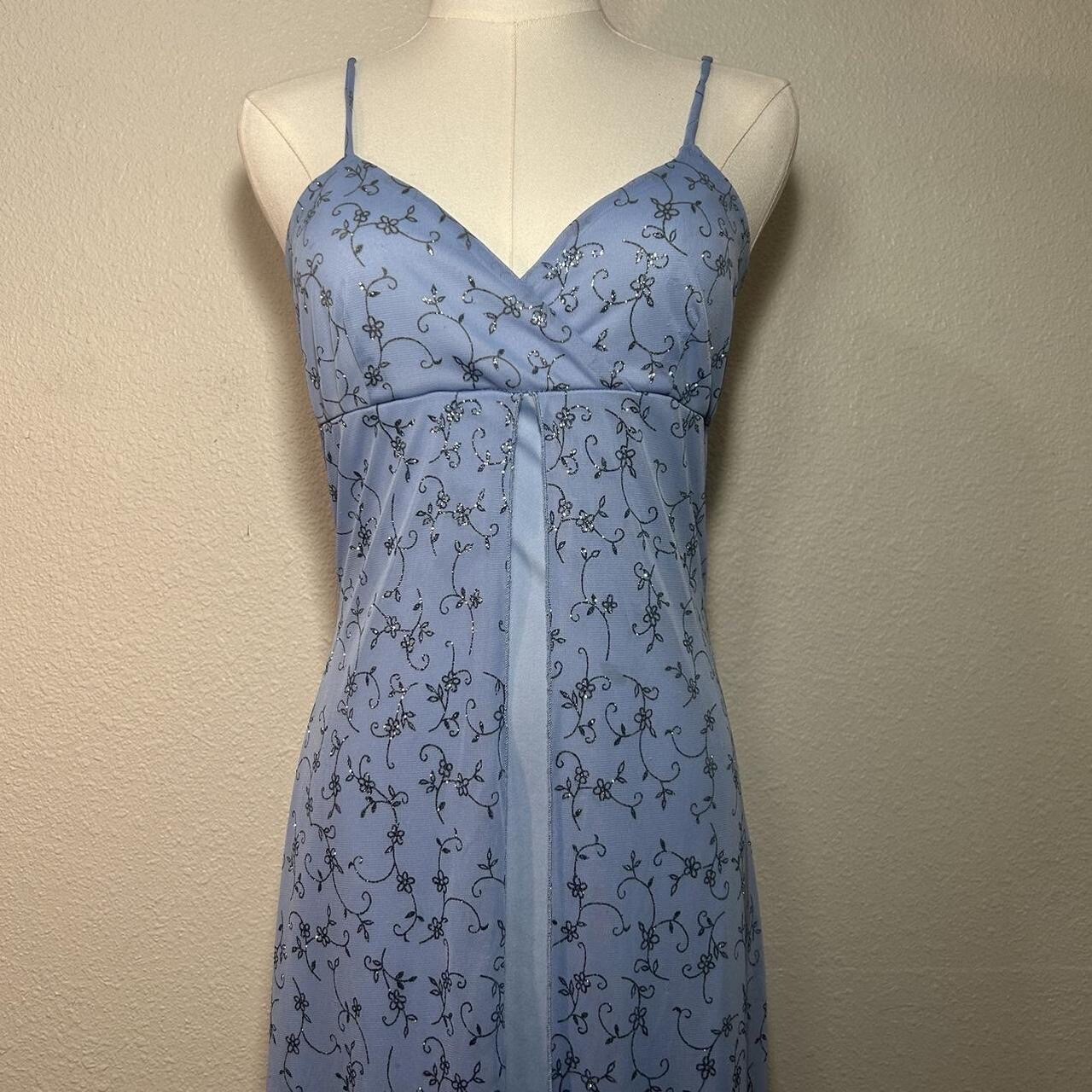 Rocket Candy Y2k Asymmetrical Blue Mesh Dress Glitter… - Gem