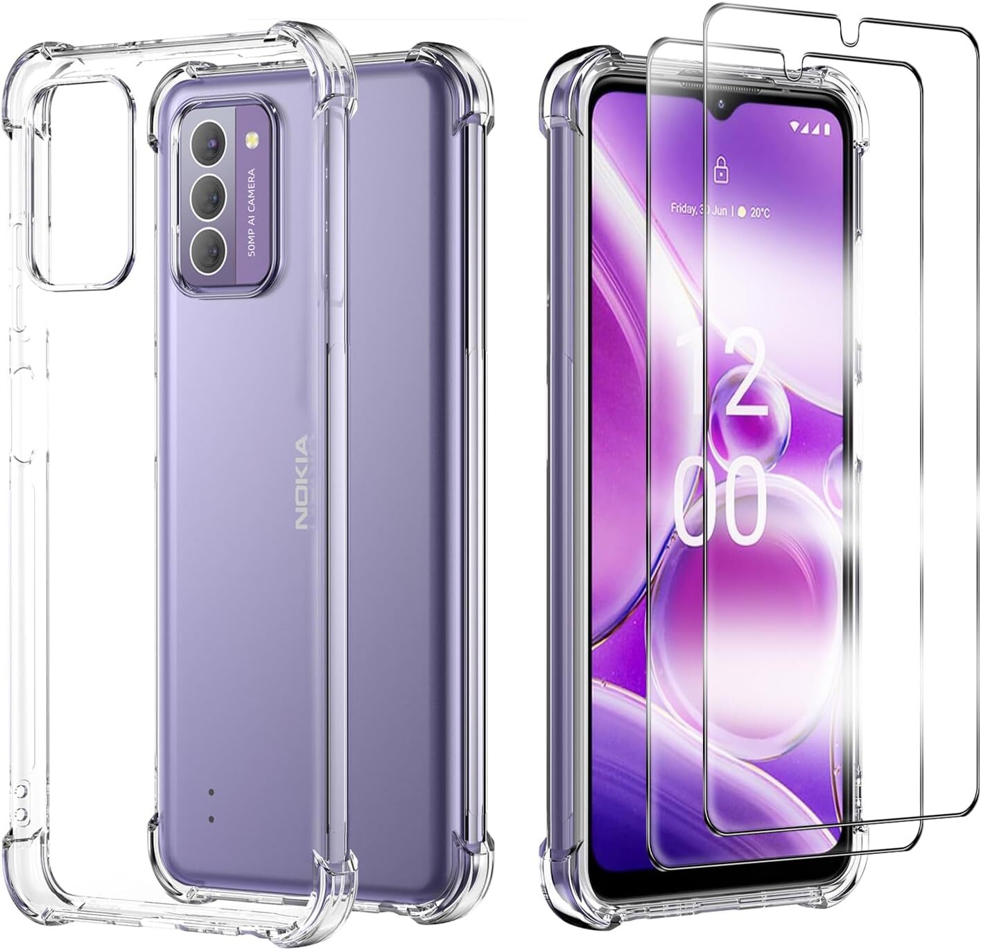 For Nokia G42 Case, Clear Silicone Shockproof Gel Phone Cover Screen ...