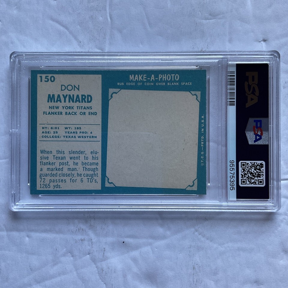 1961 Topps Football Don Maynard Rookie RC #150 Titans PSA 7 NM | eBay