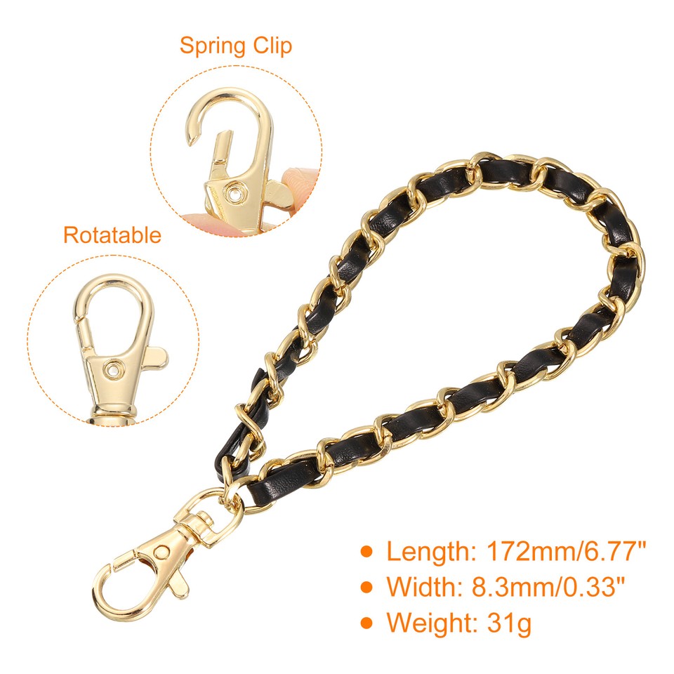 Leather Wristlet Strap, 7" Hand Wrist Lanyard Bag Key Chain, Gold+Black | eBay