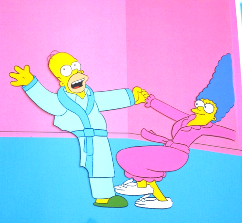1990s SIMPSONS HOMER MARGE FOX ORIGINAL PRODUCTION CEL + DRAWING Bart ...
