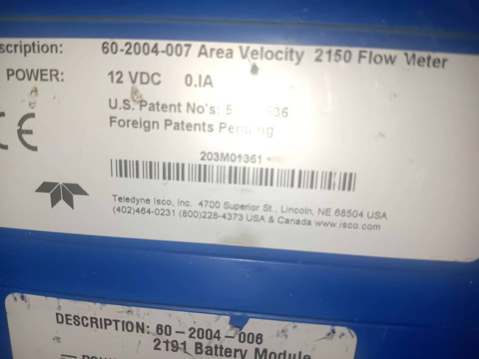 Teledyne Isco 2150 Area Velocity Flow Meter & Area Velocity AV Sensor ...